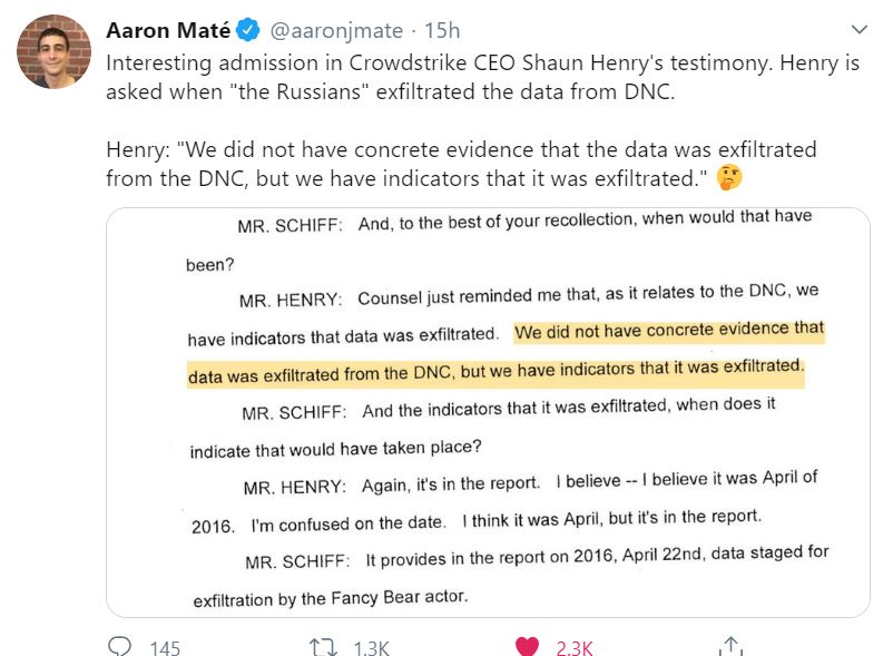 May 7, 2020 - Russia Probe Transcript: Crowdstrike official Shawn Henry ...