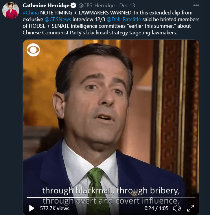 December 3, 2020 - DNI Ratcliffe says House and Senate intelligence ...