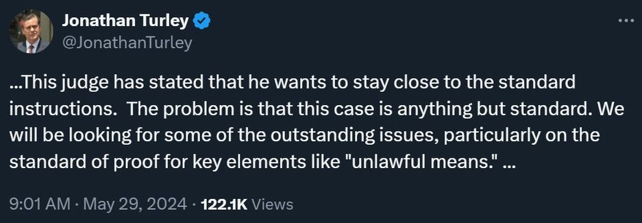 May 29, 2024 - Turley interprets Judge Merchan's instructions to Trump ...